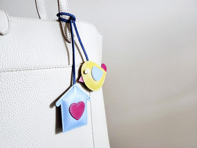 Leather Bird Bag Charm, Bird Nerd, Springtime Gift, Handmade Purse ...