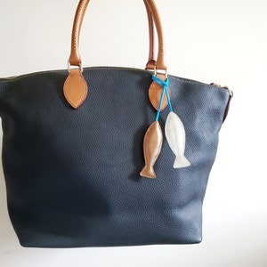 Fish Bag Charm Fish Keychain Charm for Handbag Fish Lover Gift Leather ...