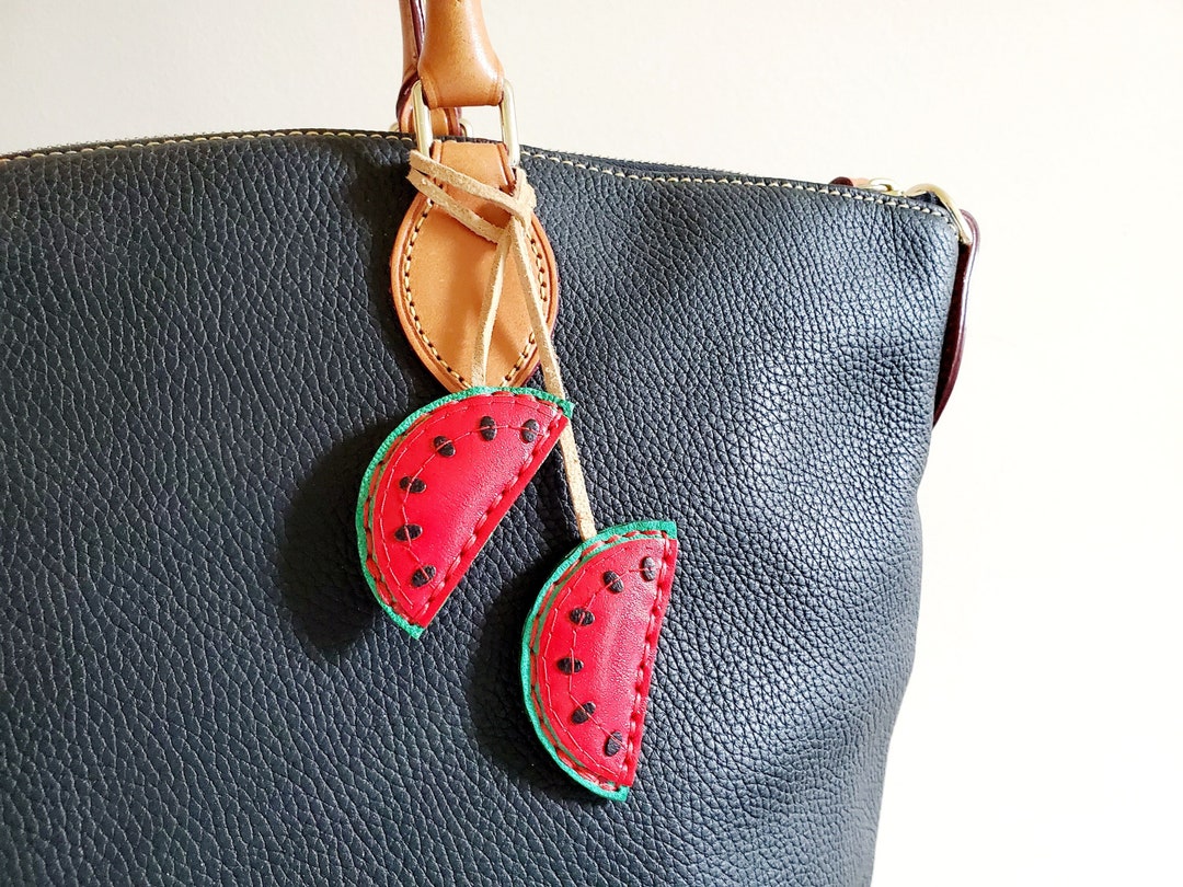 Watermelon Slice Bag Charm Fun Bag Accessory Fruit Leather Purse Charm ...