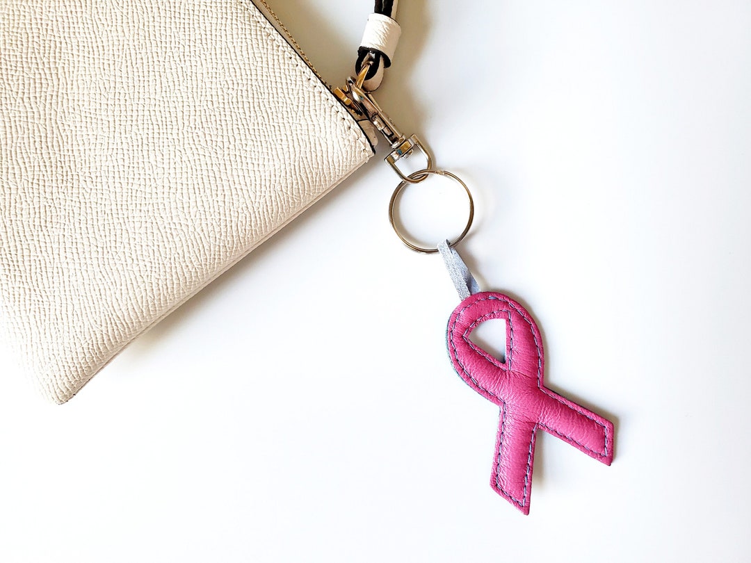 Awareness Ribbon Keychain, Leather Purse Charm, Handmade Leather ...