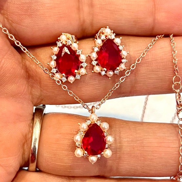Red Necklace Set - Etsy