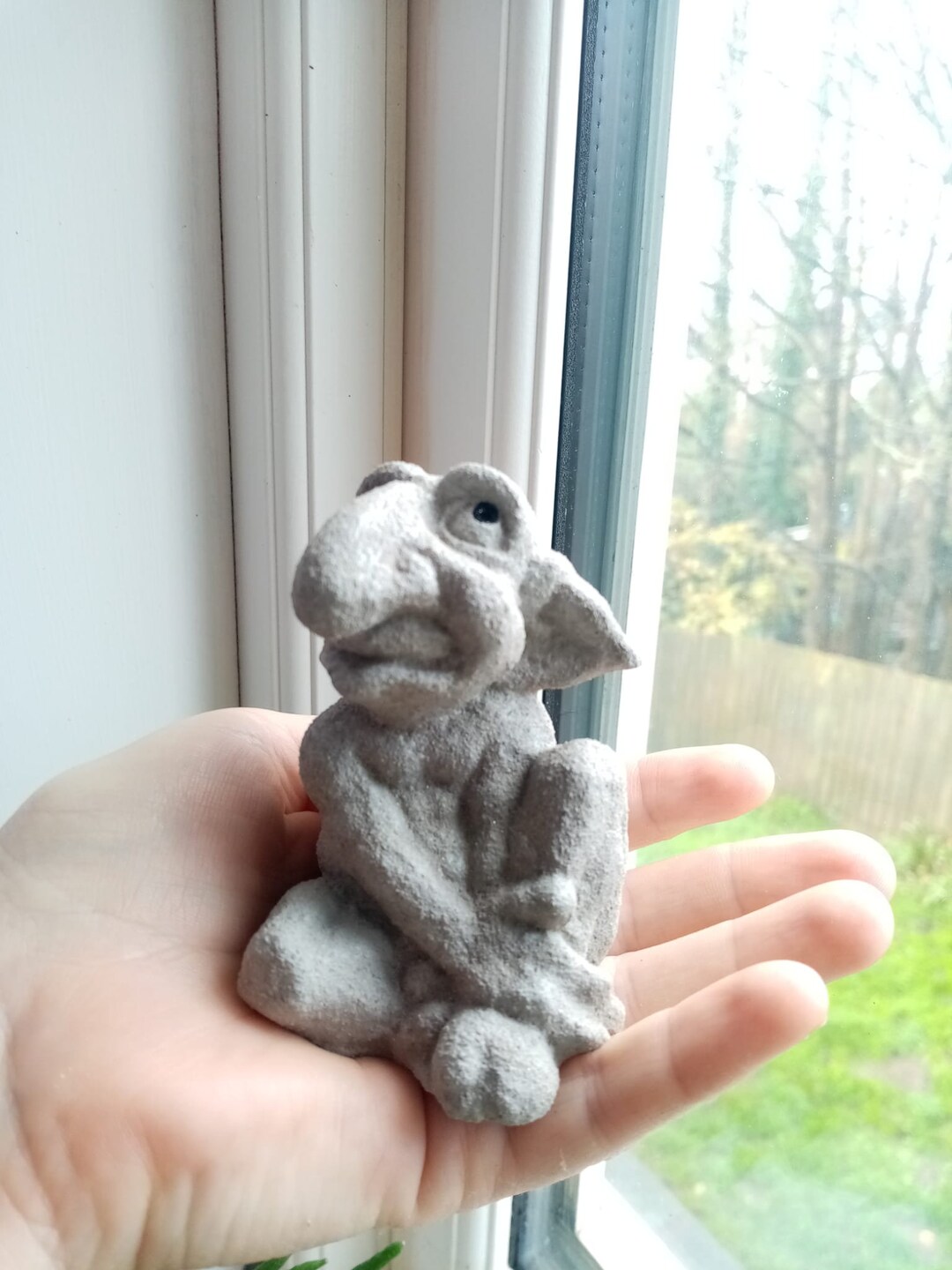 Small Gargoyle Figurines / Hand Cast & Hand Painted Cement Garden ...