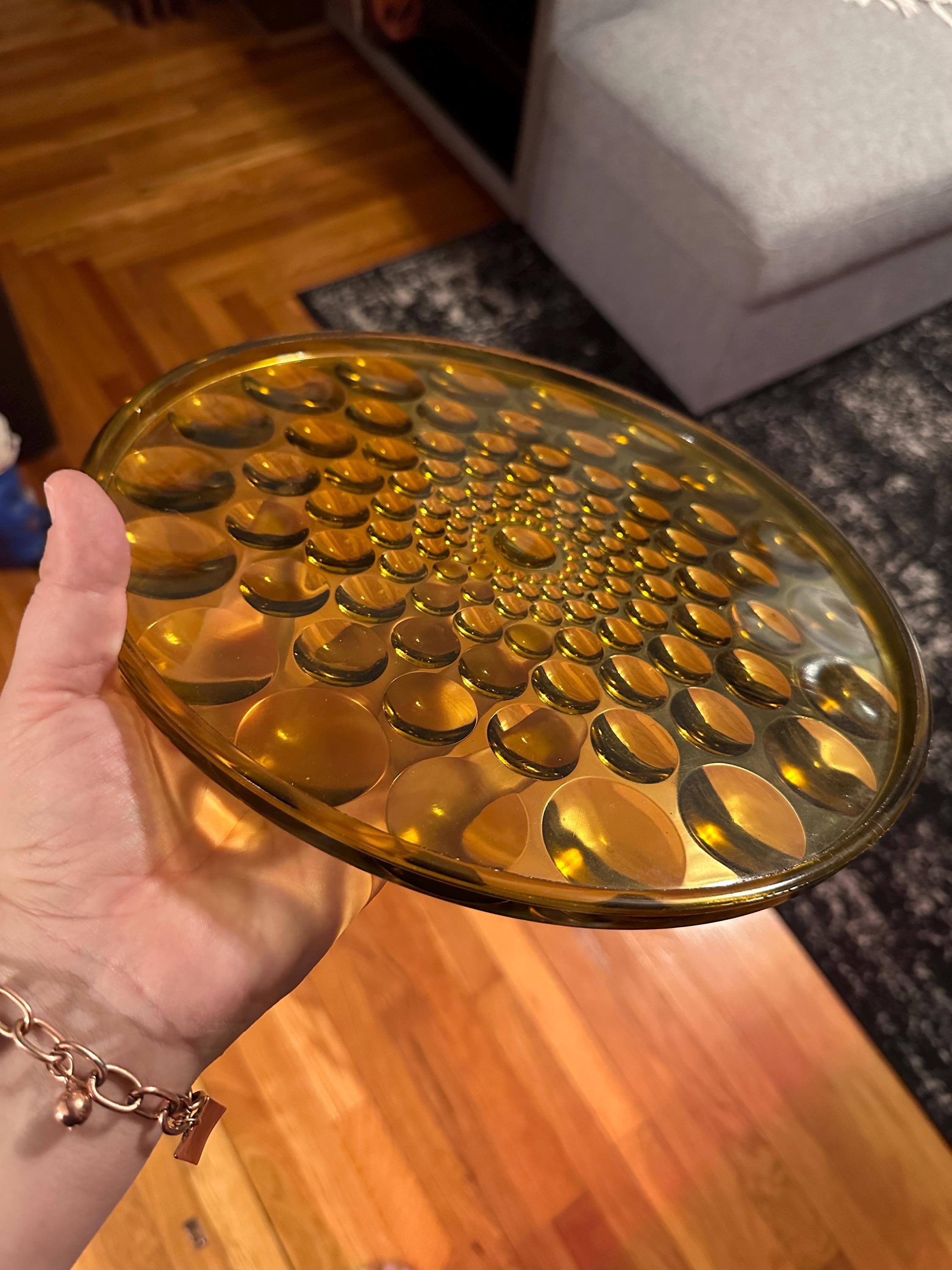 Vintage Northwood Coin Dot Amber Glass Tray - 11 Inch - Etsy