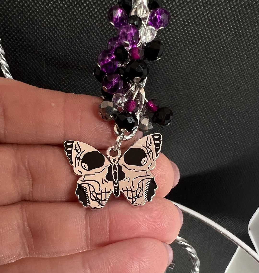 Macabre Skull Face Butterfly Keychain / Purse Charm - Etsy