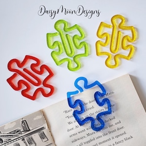 Autism Awareness Puzzle Piece Bookmarks: Glitter Acrylic Paperclips ...