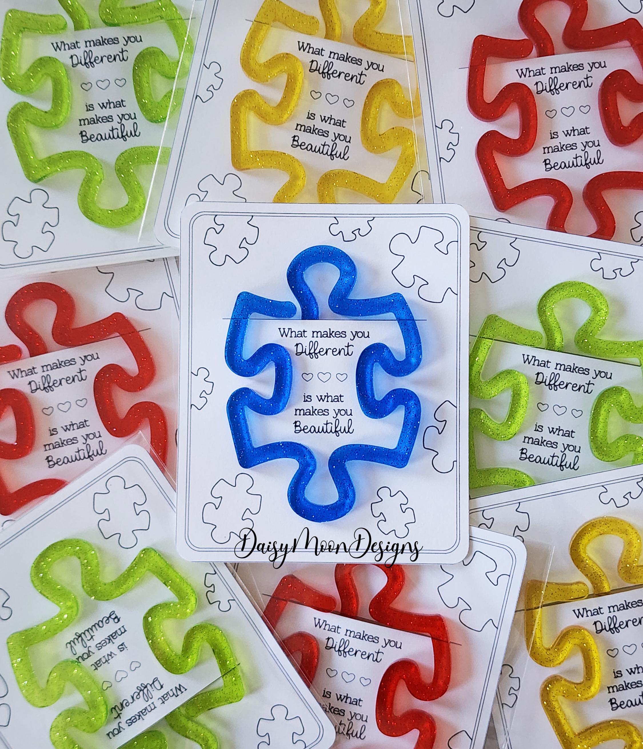 Autism Awareness Puzzle Piece Bookmarks: Glitter Acrylic Paperclips ...