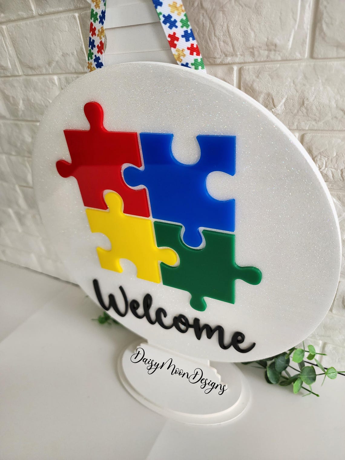 Autism Awareness Classroom Door Sign, Puzzle Piece Welcome Decor - Etsy