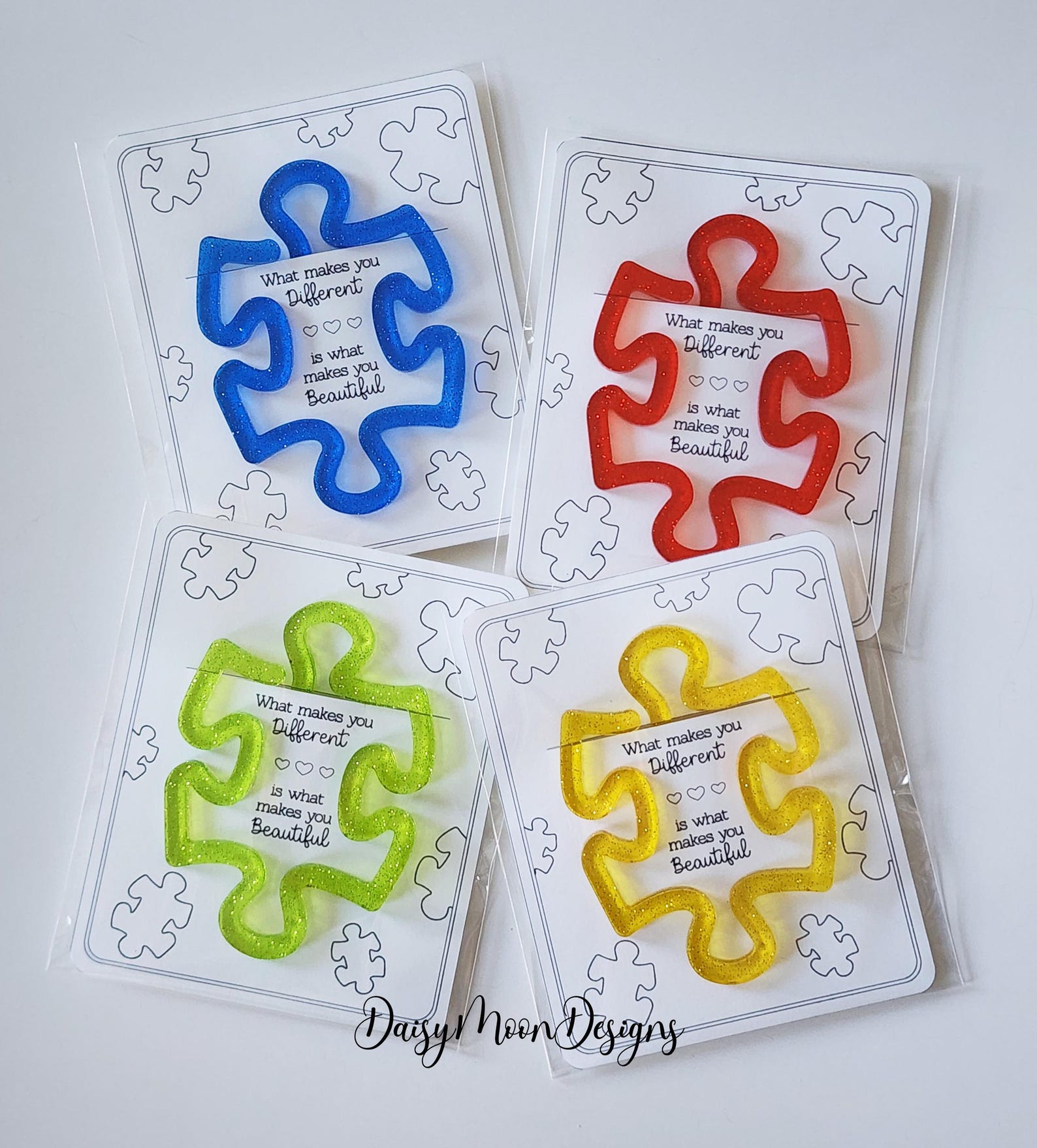 Autism Awareness Puzzle Piece Bookmarks: Glitter Acrylic Paperclips ...