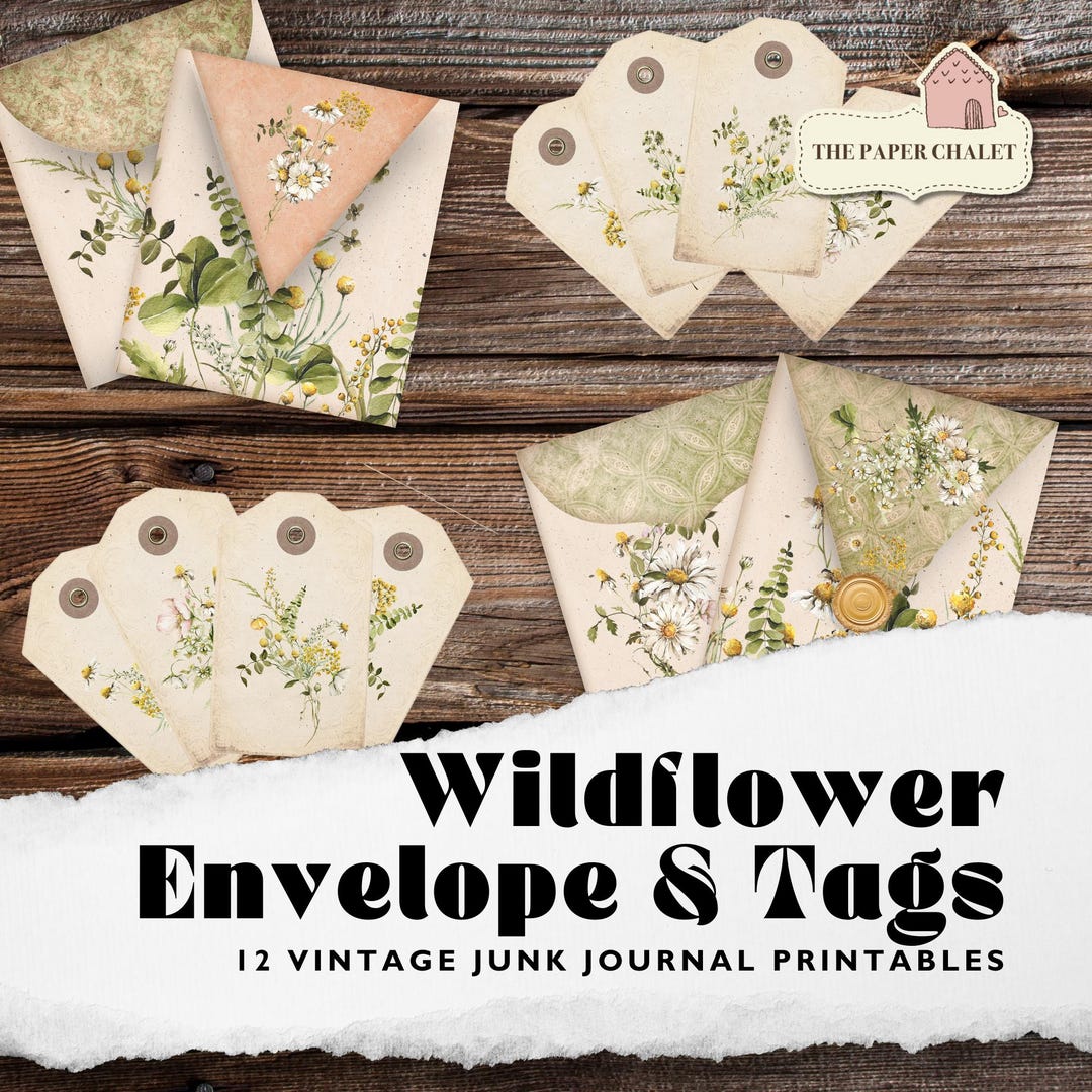 Watercolor Wildflower Tags & Mini Envelopes - Printable Botanical ...
