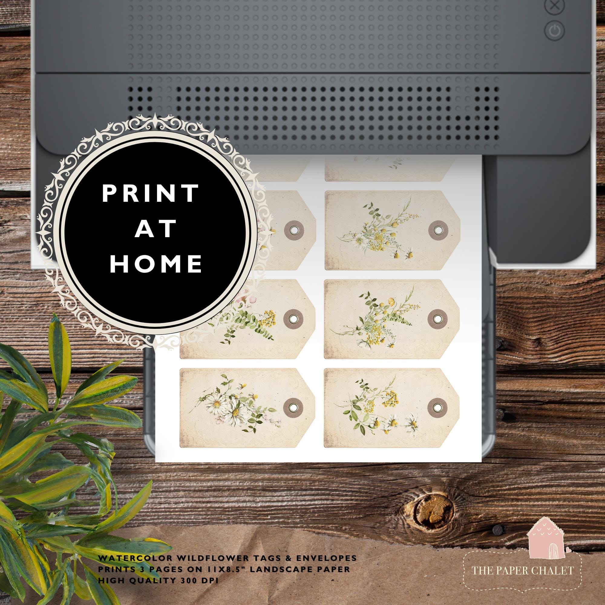 Watercolor Wildflower Tags & Mini Envelopes - Printable Botanical ...