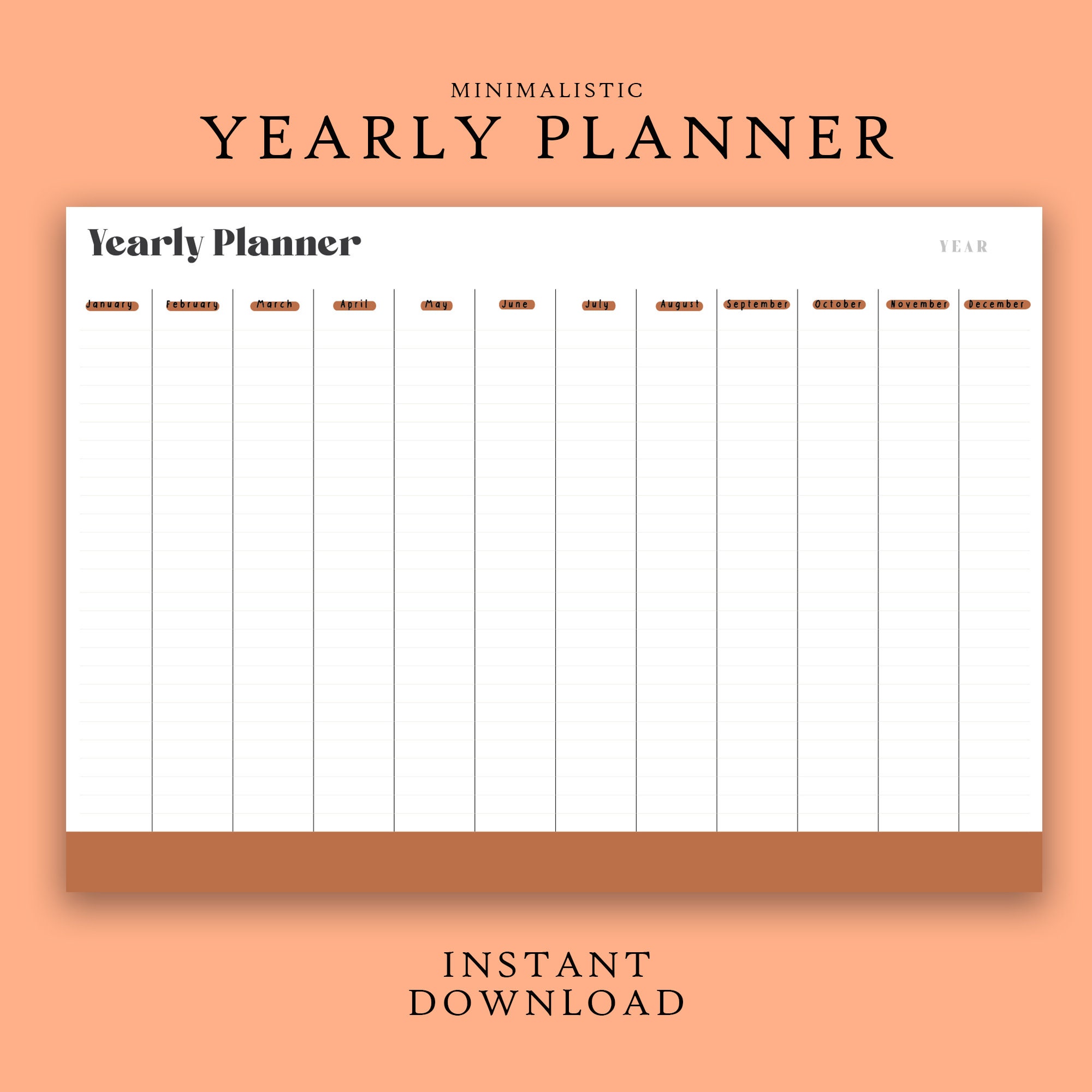 Yearly Planner Minimalistic Yearly Planner Simple Planner | Etsy