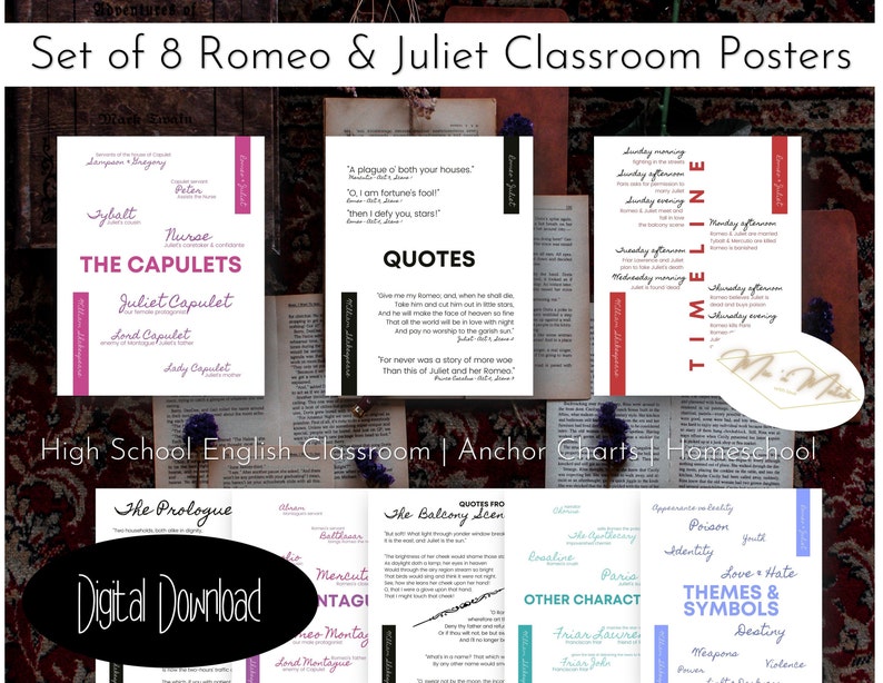Romeo & Juliet Printable High School English Classroom Decor Bundle ...