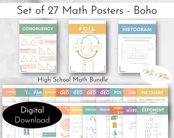 Math Classroom Posters Set of 8 Boho Neutral Prints Math Class Decor ...