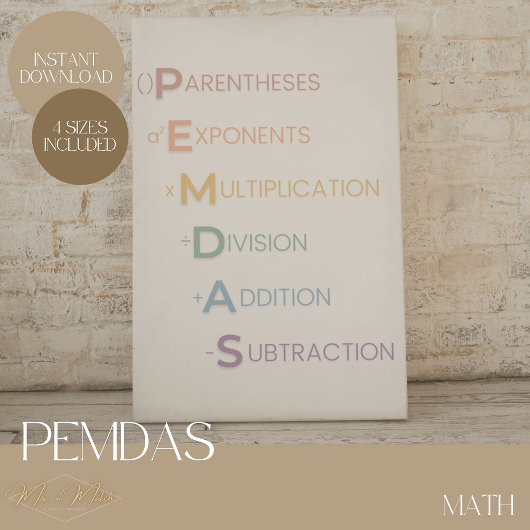 BODMAS PEMDAS Classroom Decor Boho Neutral Prints Math Middle School ...