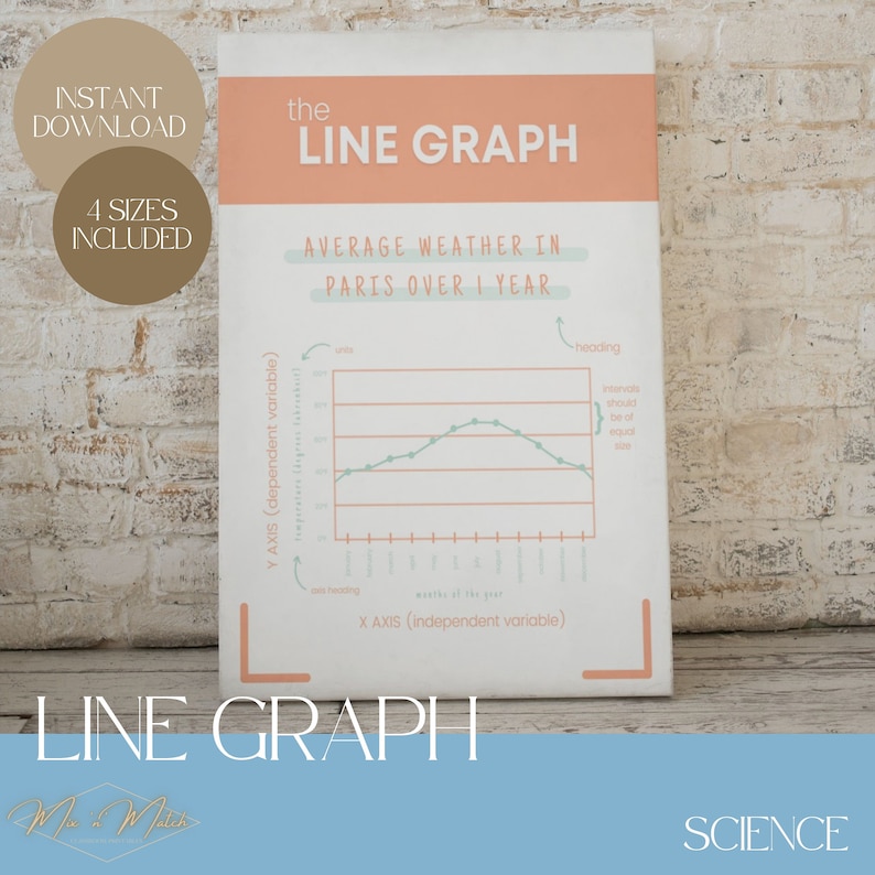 Line Graph Class Poster Anchor Charts Boho Neutral Prints Math Science ...