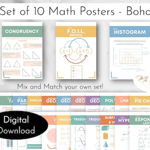 Math Classroom Posters Set of 10 Boho Neutral Prints Classroom Decor ...