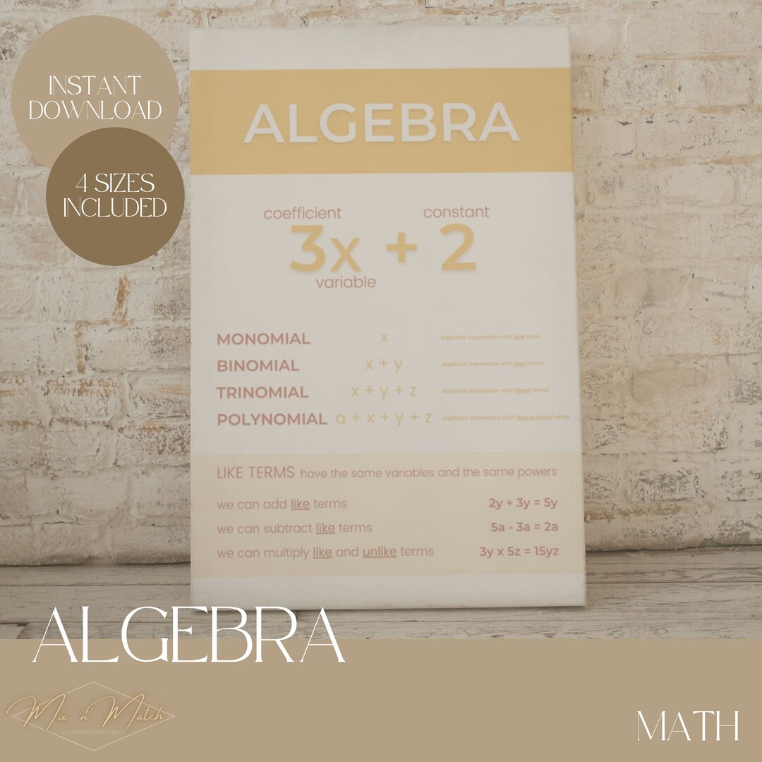 Algebra Classroom Decor Boho Neutral Prints Math Middle School Boho ...