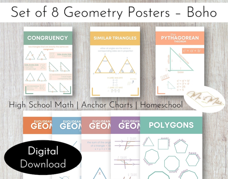 Math Classroom Posters Set of 8 Boho Neutral Prints Math - Etsy