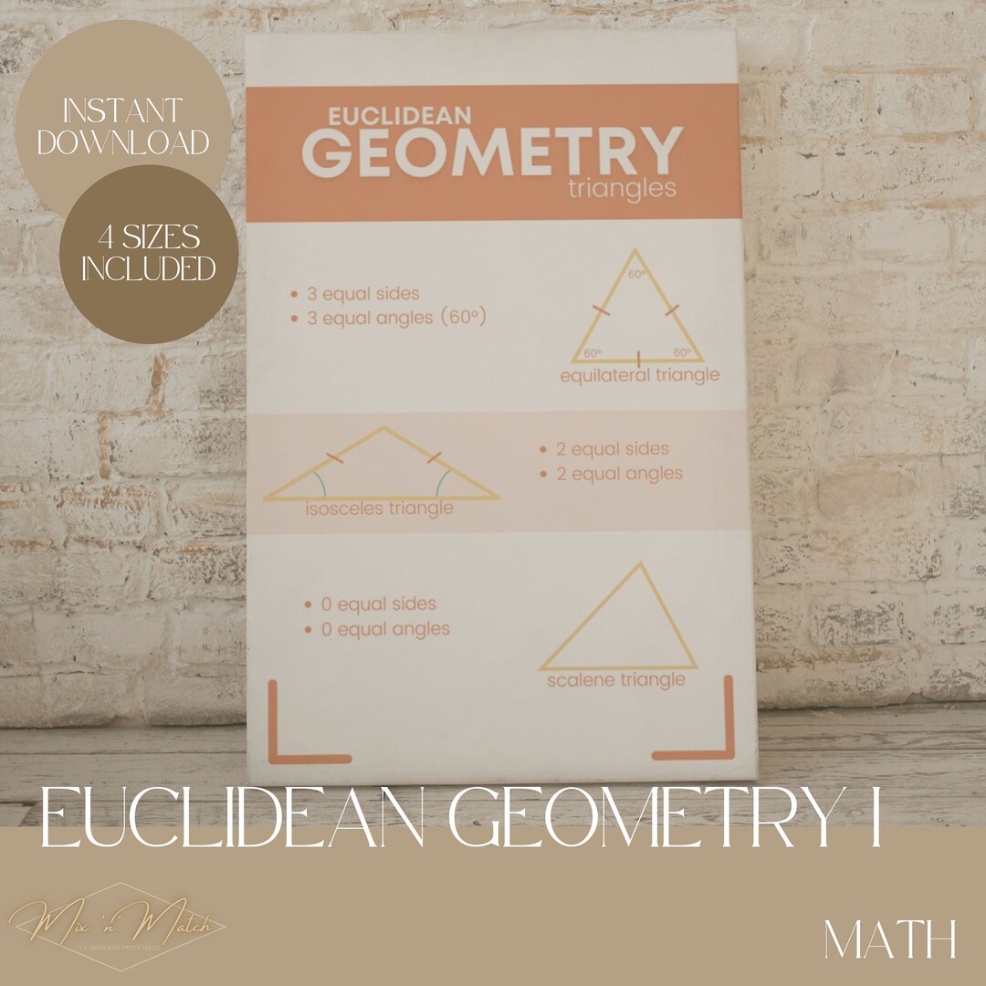 Euclidean Geometry Printable Math Classroom Decor Triangles Boho ...