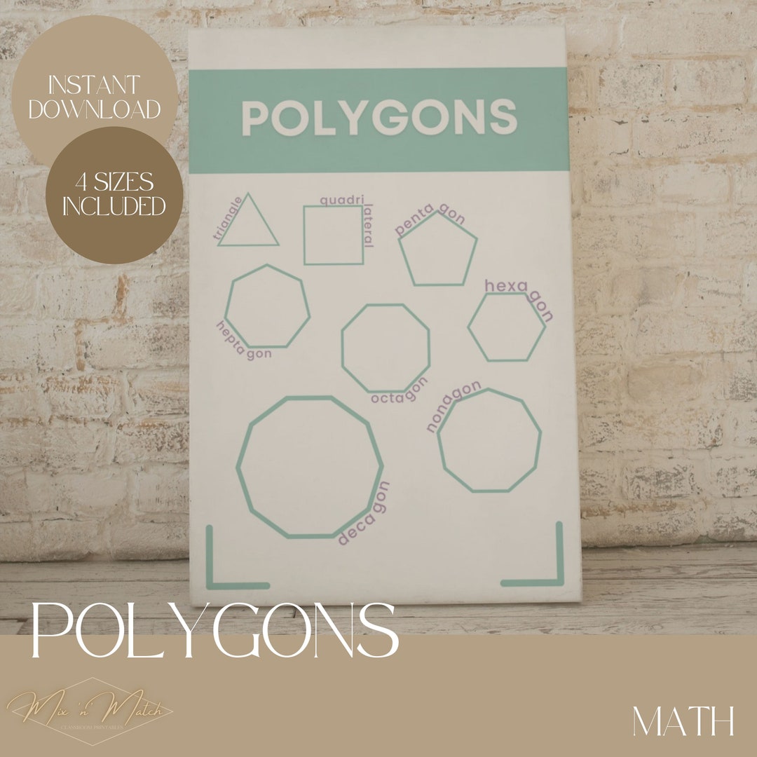 Polygons Geometry Printable Math Classroom Decor Triangles Boho Neutral Prints Math Boho Class ...