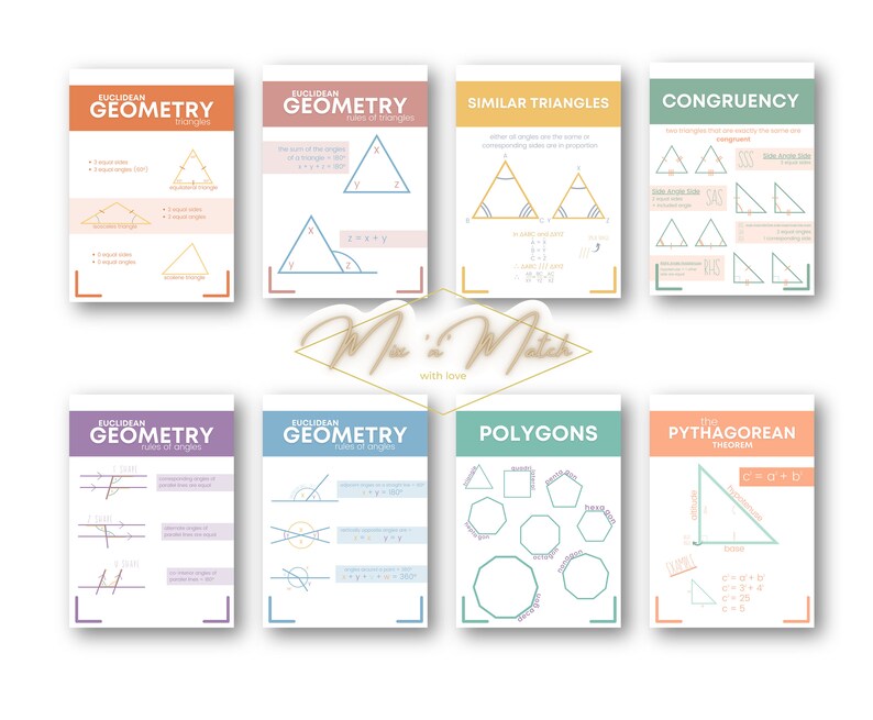 Math Classroom Posters Set of 8 Boho Neutral Prints Math - Etsy