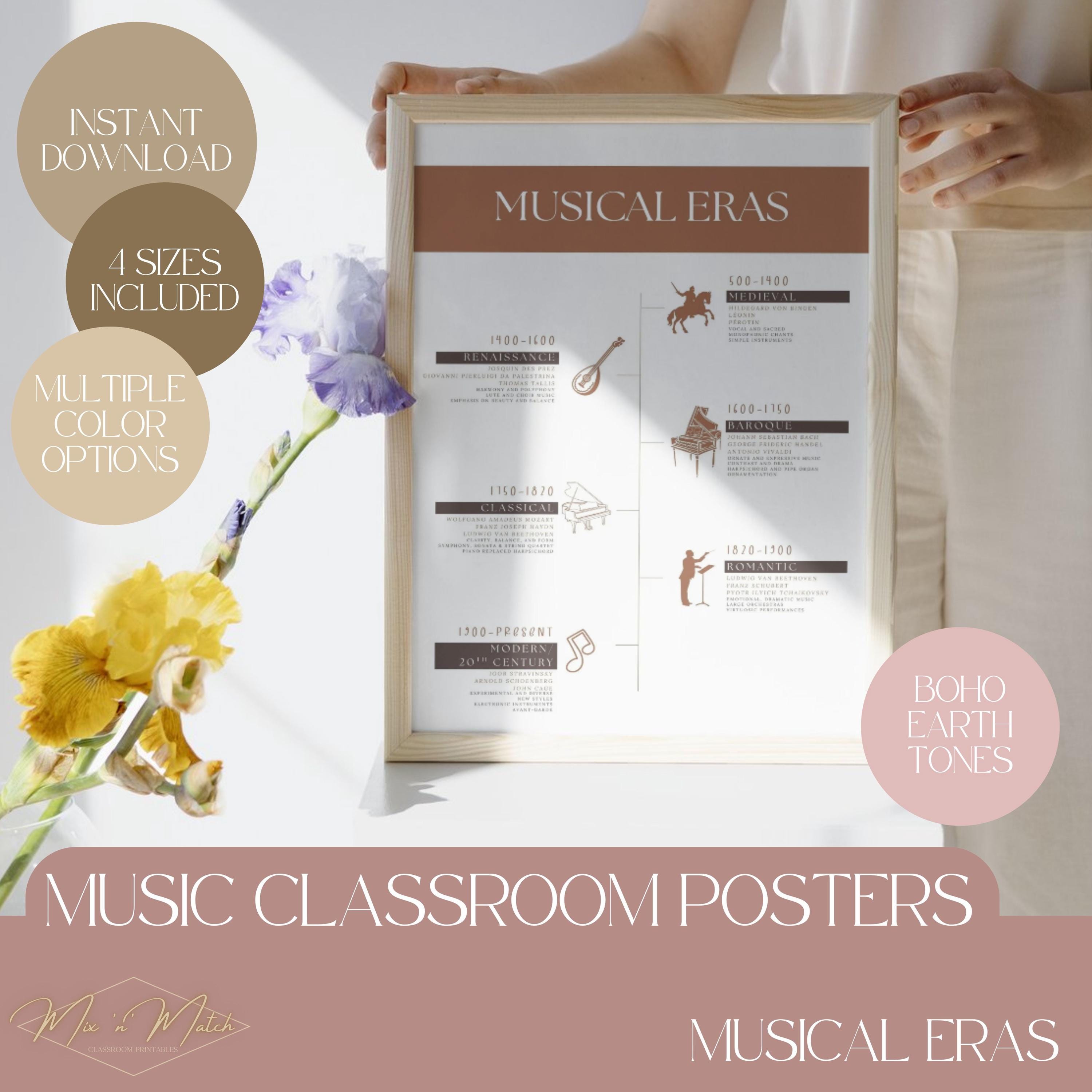 Music Classroom Poster Printable Musical Eras Music Theory Wall Art ...