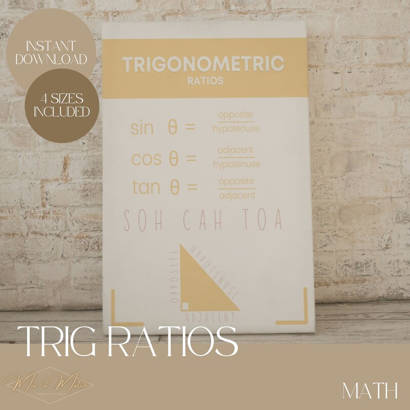 Trigonometry Poster - Etsy