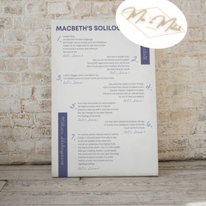 Macbeth Printable High School English Classroom Posters Set of 8 Prints ...
