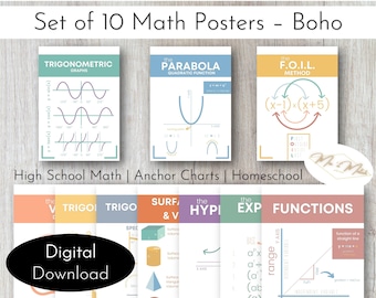Math Classroom Bundle Posters Bundle Set Boho Neutral Prints Math Class ...