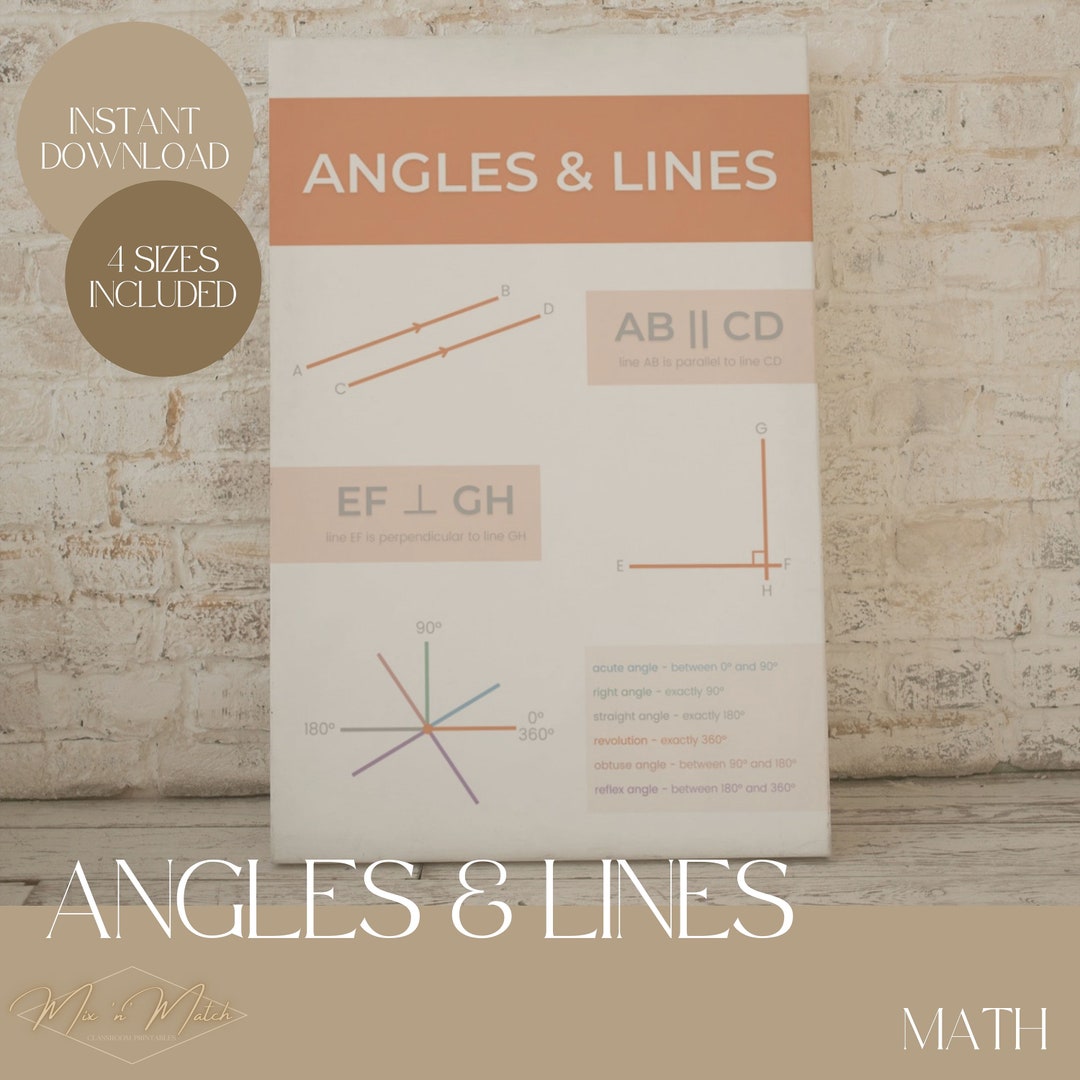 Angles and Lines Classroom Decor Boho Neutral Prints Math Middle School ...