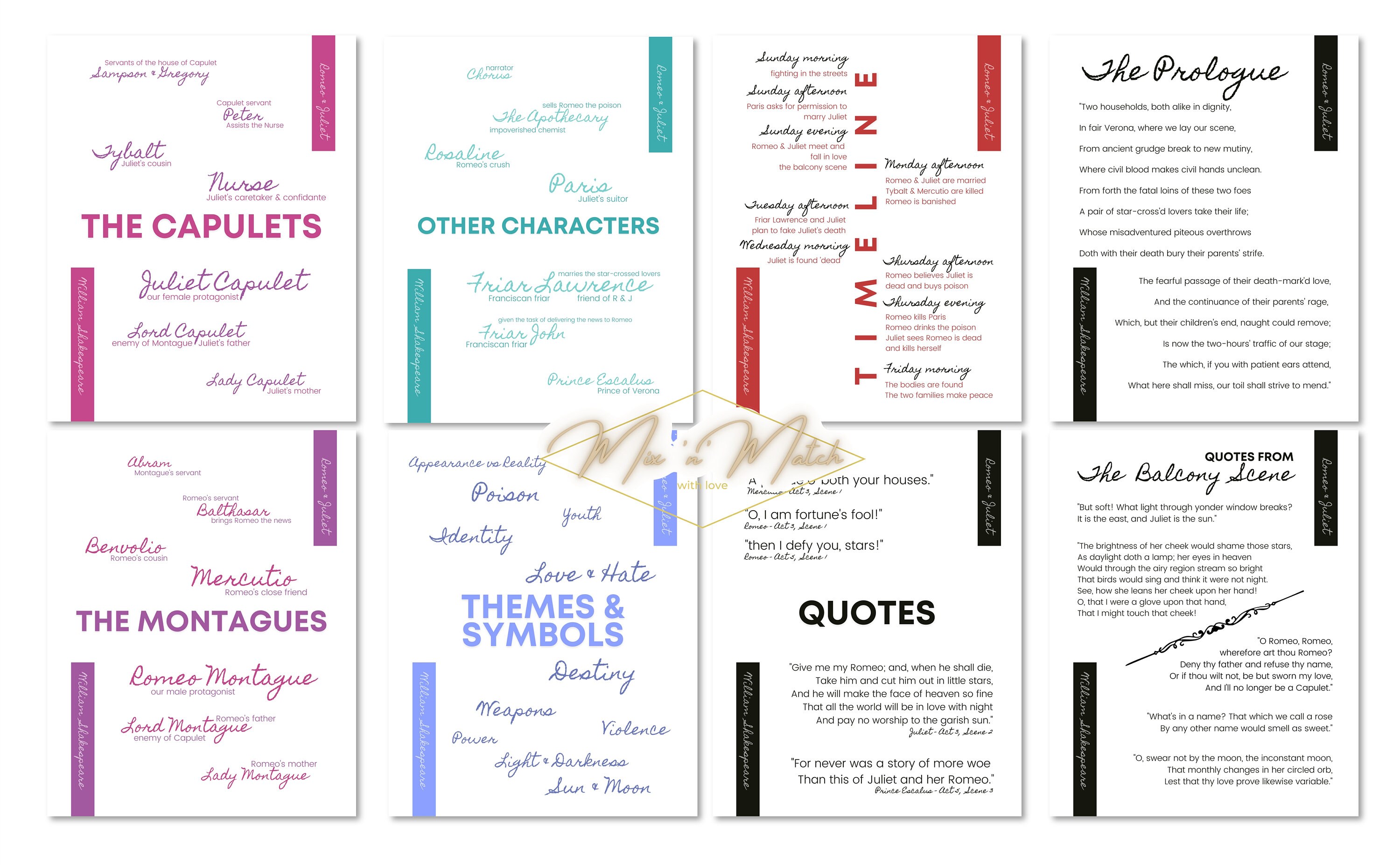 Romeo & Juliet Printable High School English Classroom Decor Bundle ...