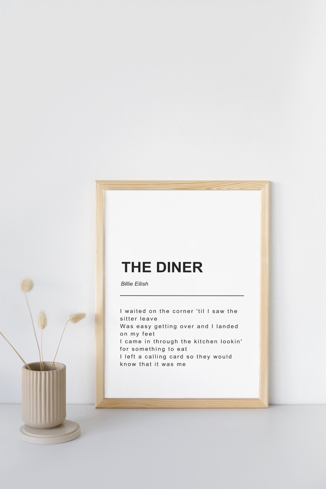 Billie Eilish the Diner Lyrics Digital Print - Etsy