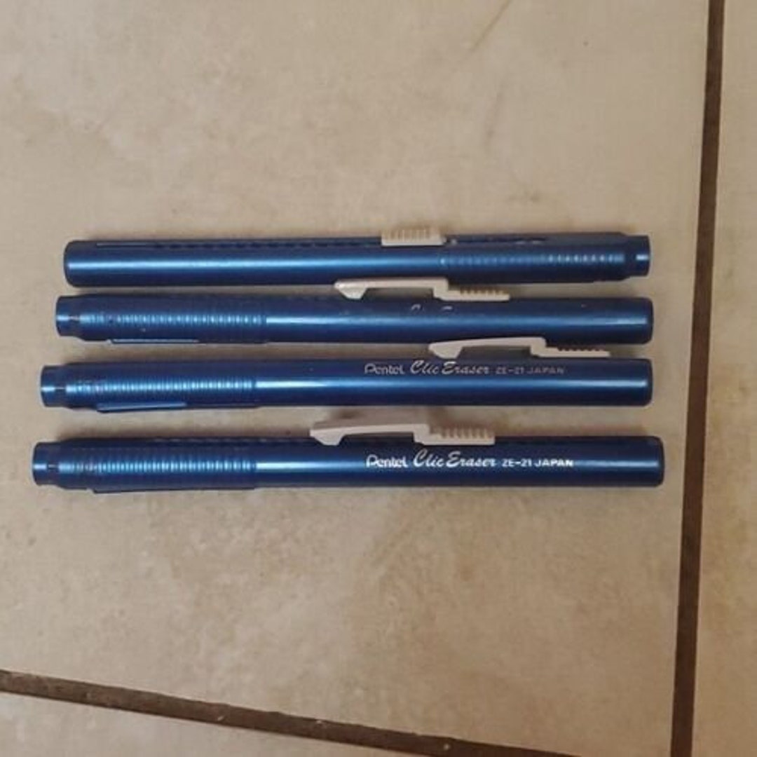 4 Vintage Blue Pentel Click Erasers - Etsy