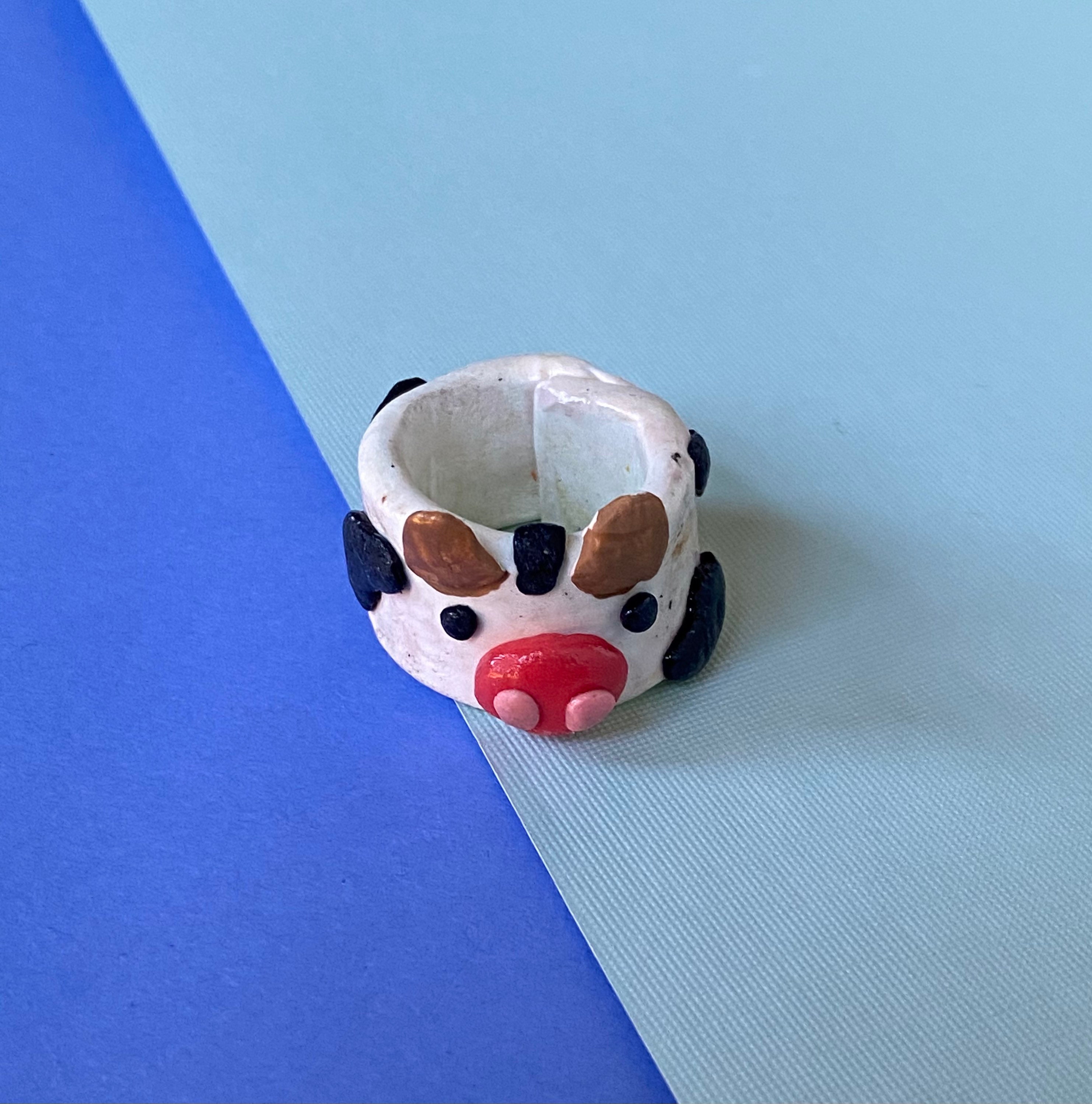 Cute Cow Clay Ring | Etsy