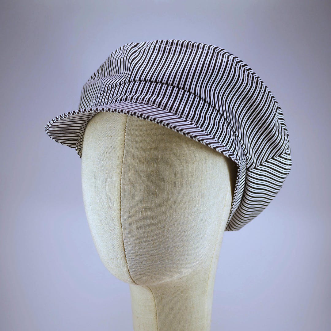 Black and White Striped Baker Boy Hat Summer Cotton Newsboy Cap Women ...