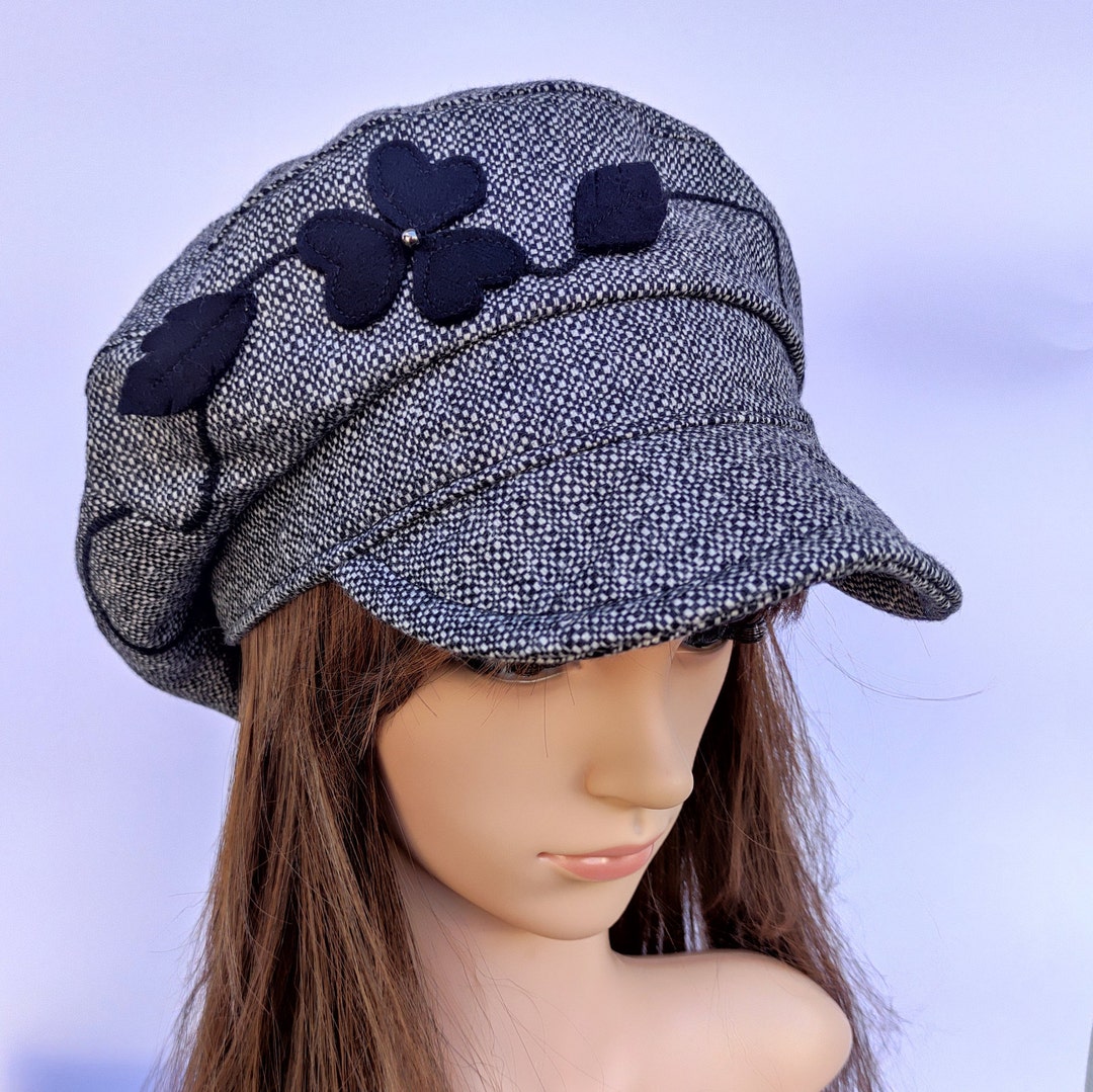 Newsboy Cap for Women Bakerboy Hat Embroidered Leaves Flowers Womens ...
