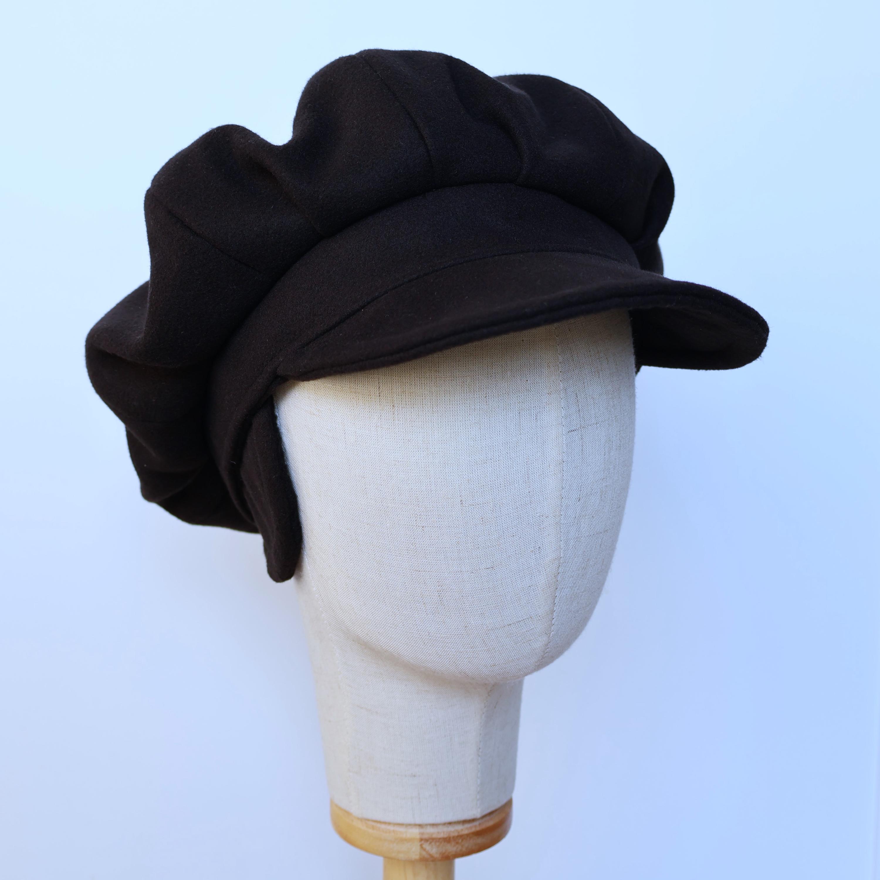 Black Baker Boy Hat Lined Winter Hat Ear Flaps Cap Wool Newsboy Cap ...
