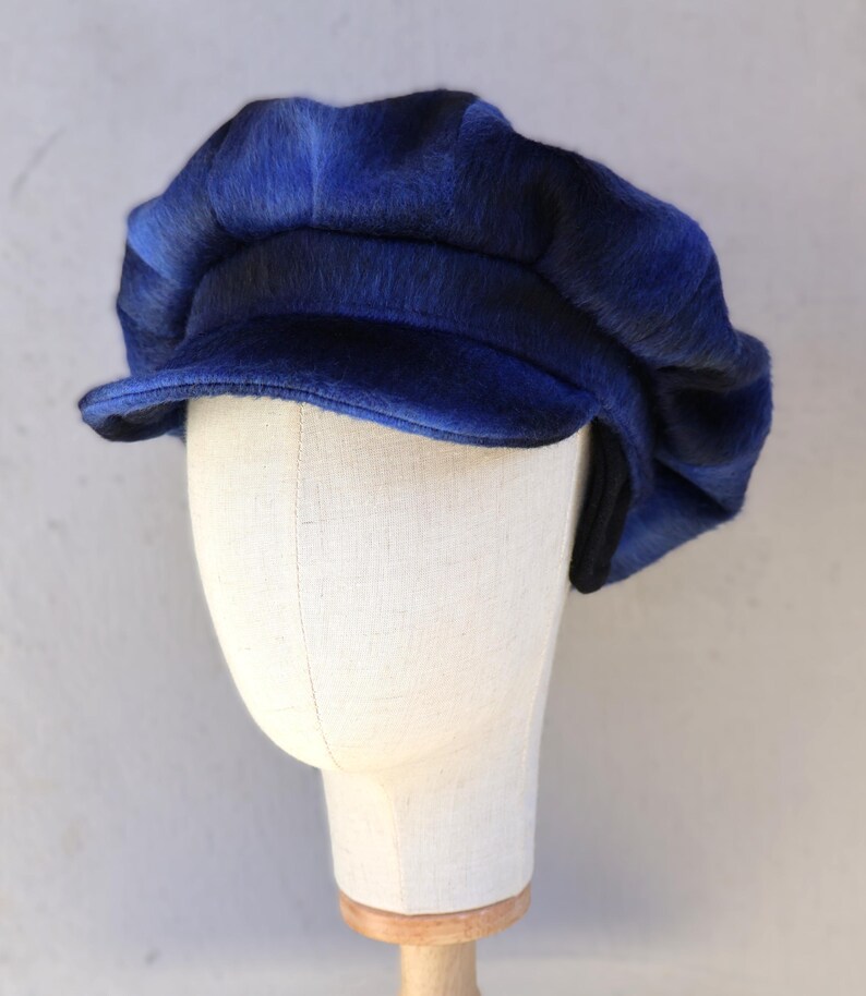 Blue Wool Newsboy Cap: Vintage Baker Boy Hat With Ear Flaps - Etsy