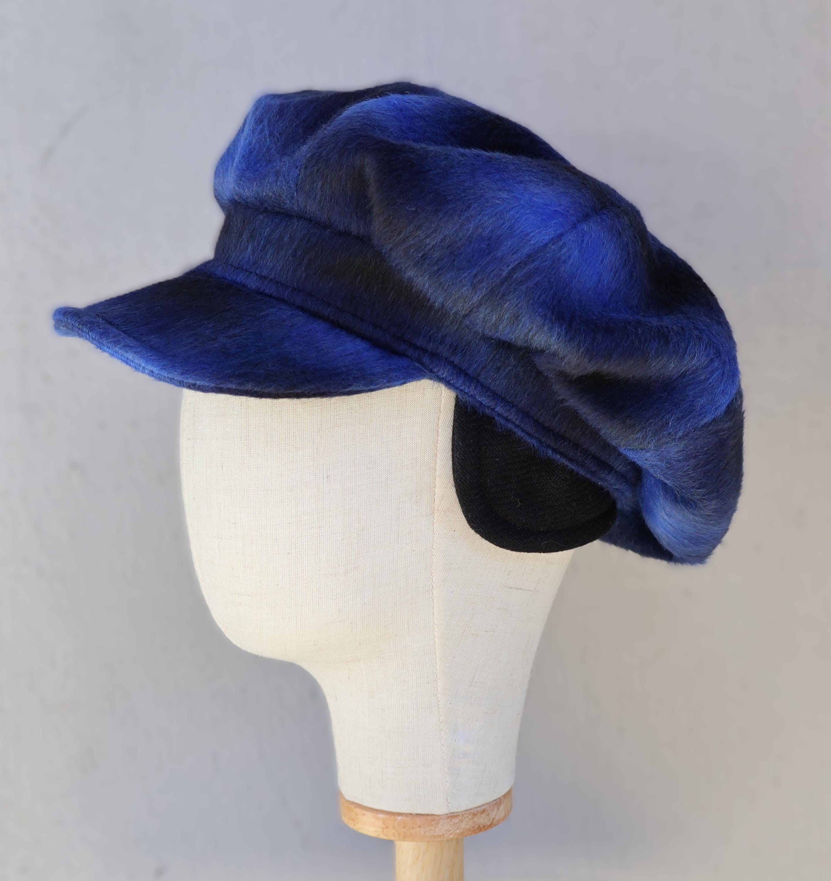 Blue Wool Newsboy Cap: Vintage Baker Boy Hat With Ear Flaps - Etsy