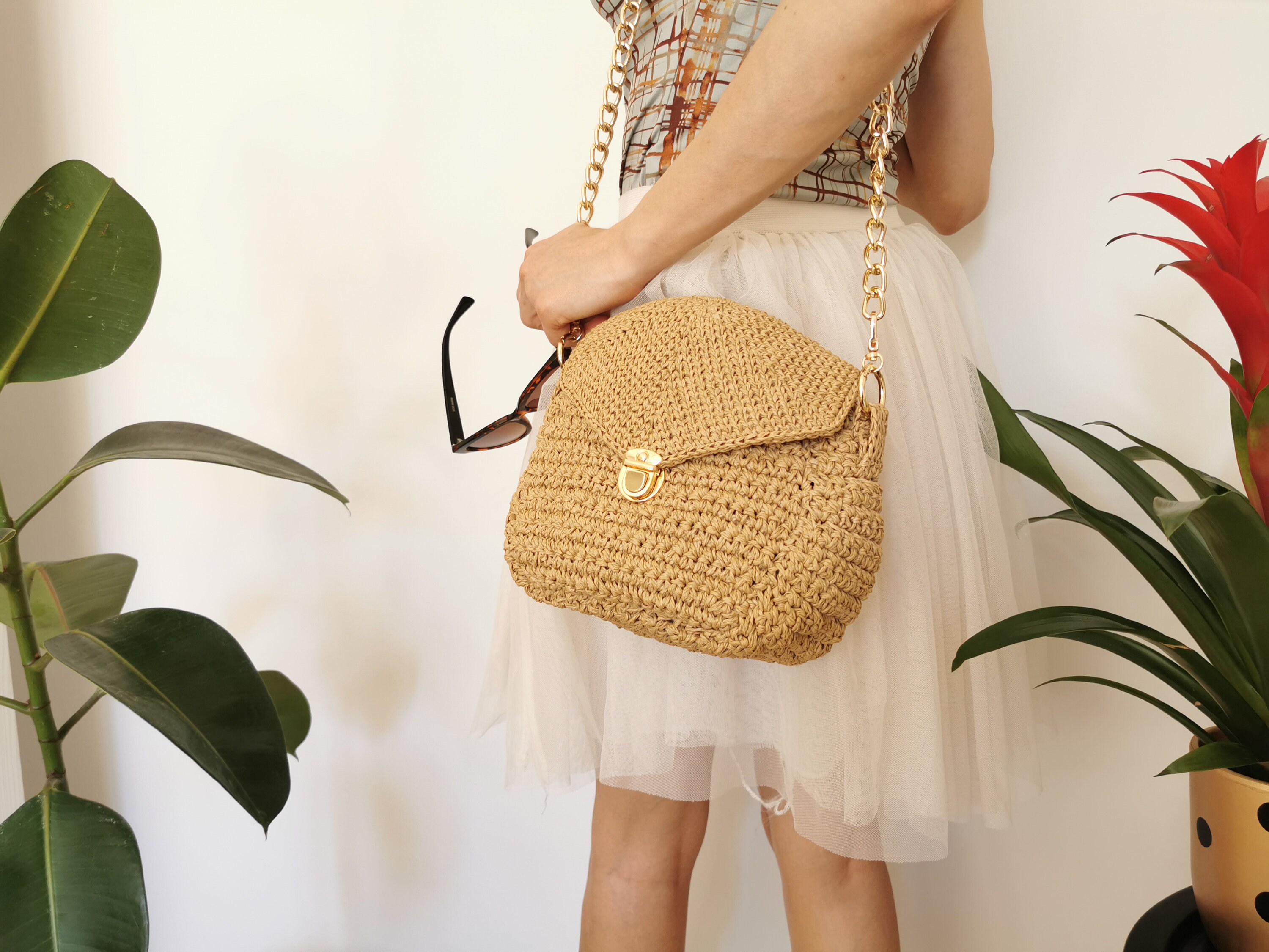 Raffia Bag, Handmade Summer Raffia Bag, Crochet Raffia Clutch in ...