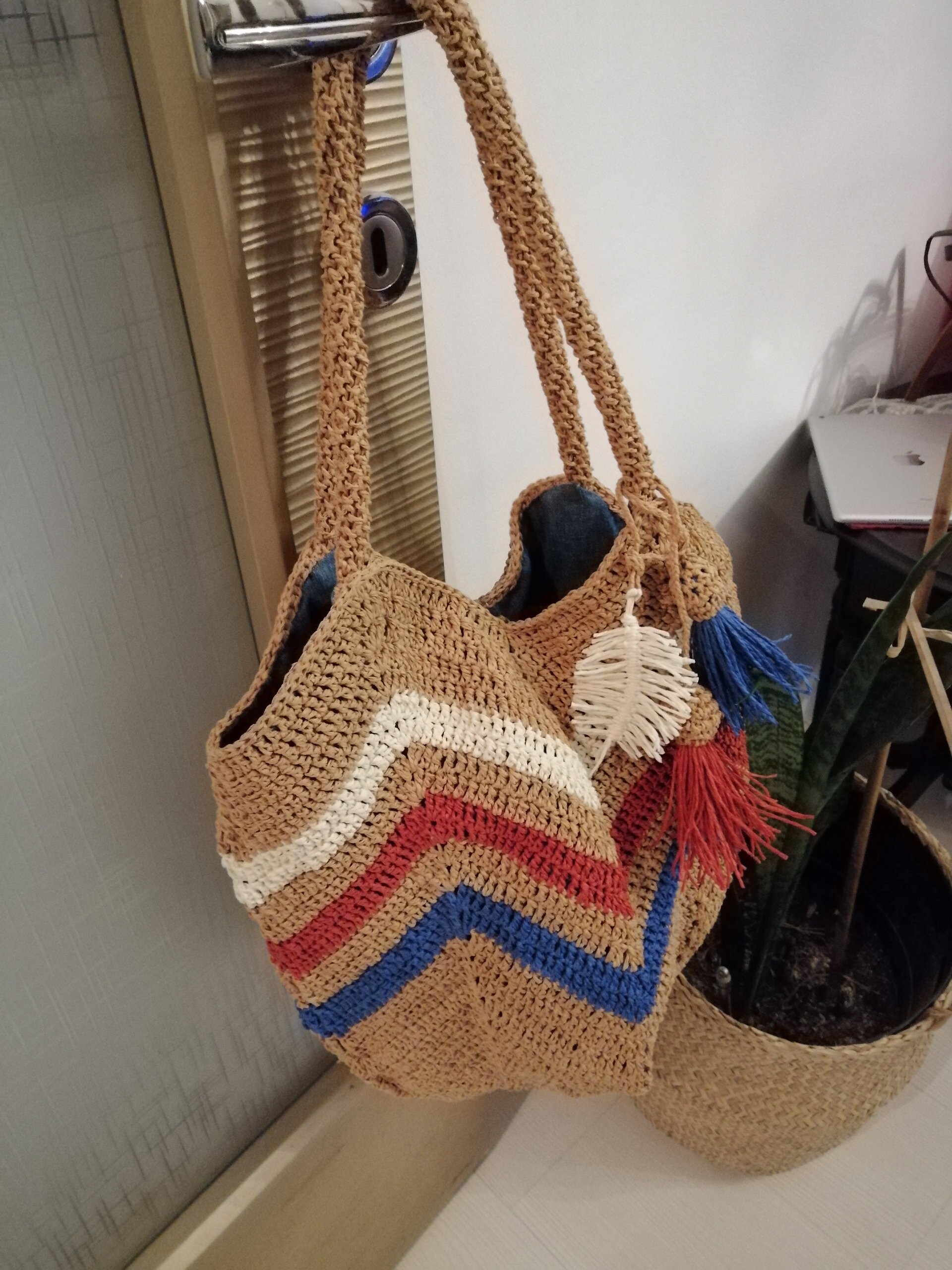 Crochet Raffia Bag, Colored Summer Bag, Large Crochet Raffia Bag, Straw ...