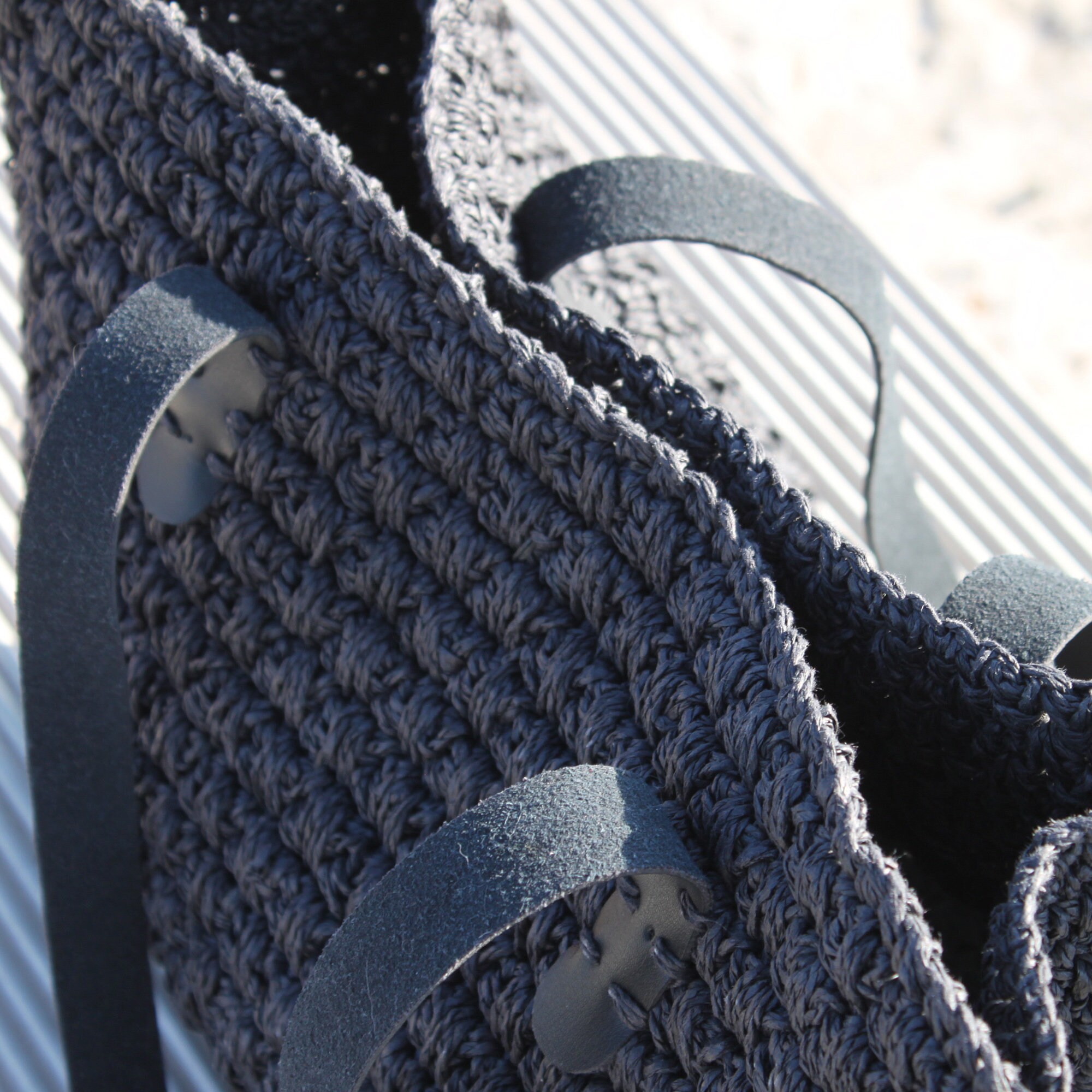 Black Raffia Bag, Large Raffia Shoulder Bag, Dark Gray Raffia Bag ...