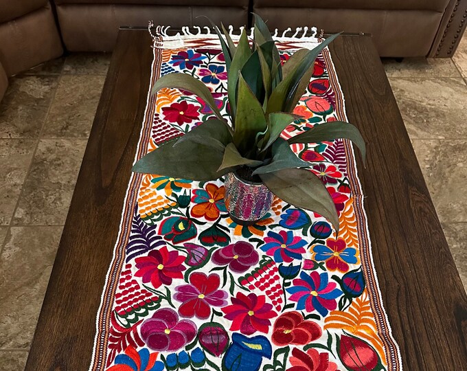 Mexican Table Runner, Handwoven Table Runner, Embroidered Table Runner ...