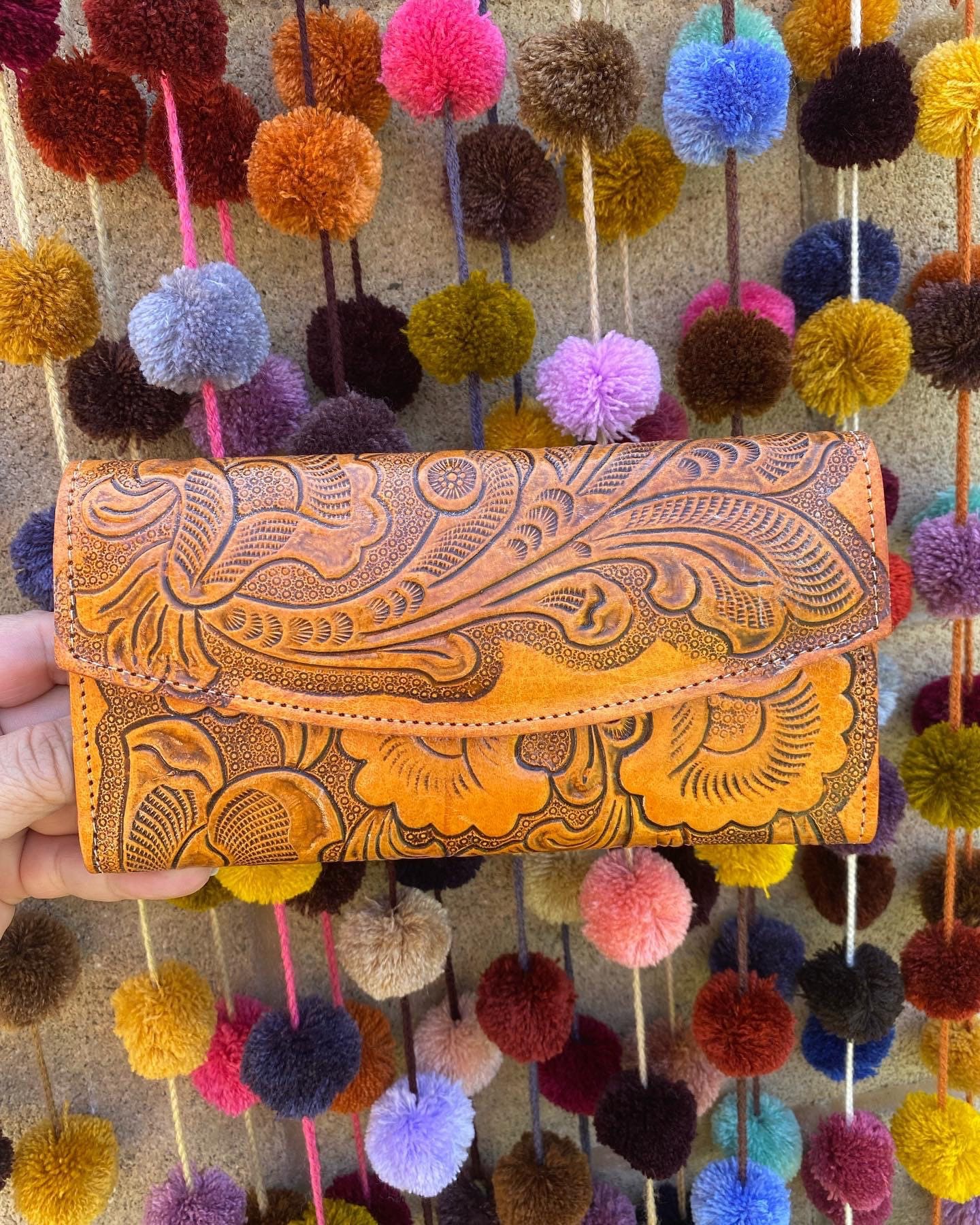 Mexican Women Wallet, Handmade Genuine Trifold Leather Wallet, Cartera ...