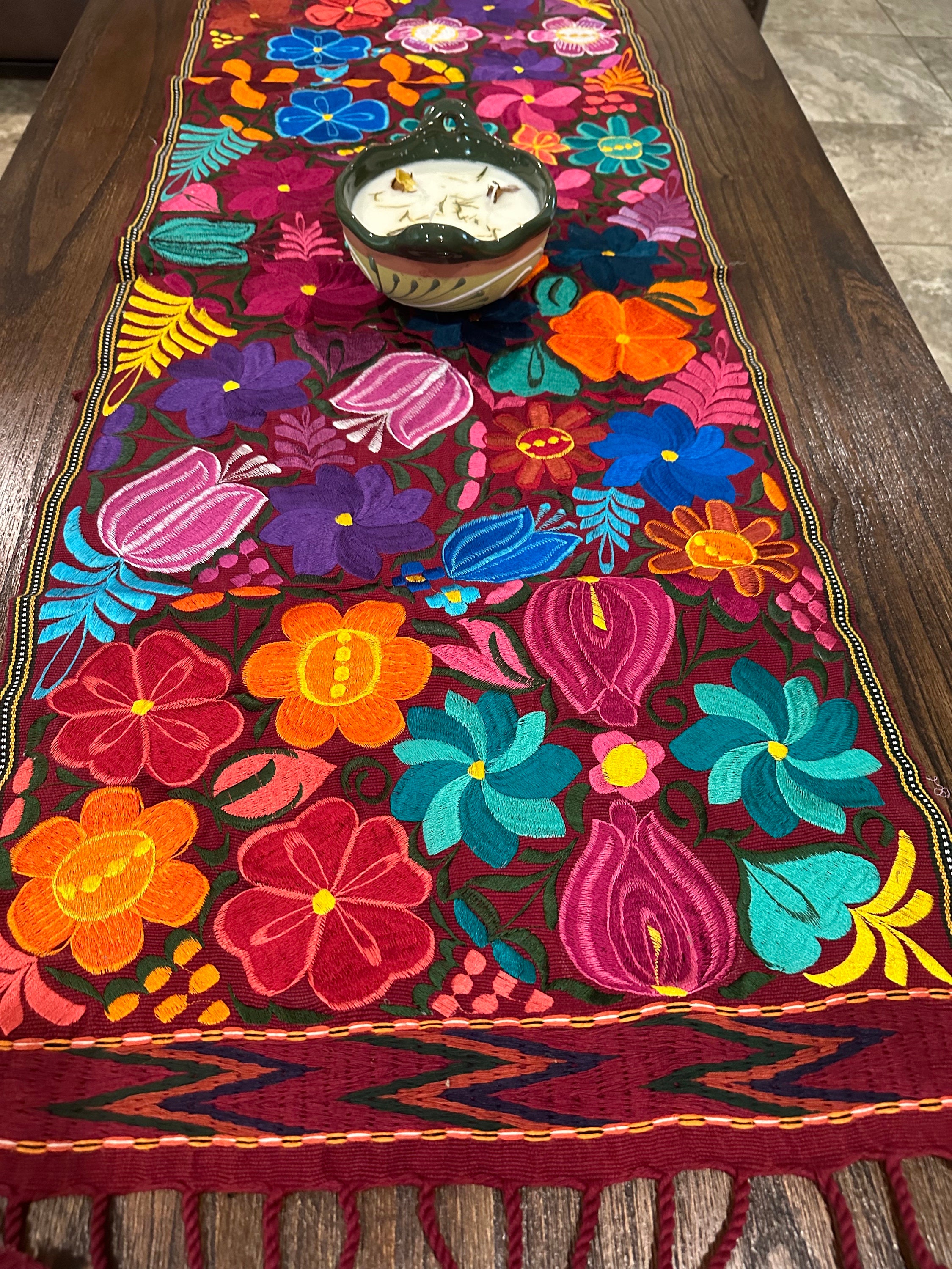 Mexican Table Runner Handwoven Table Runner Embroidered - Etsy