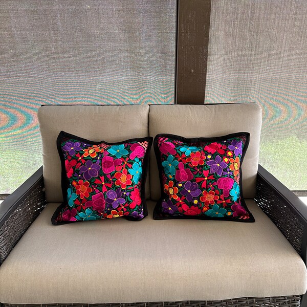 Mexican Embroidered Pillow Cover - Etsy