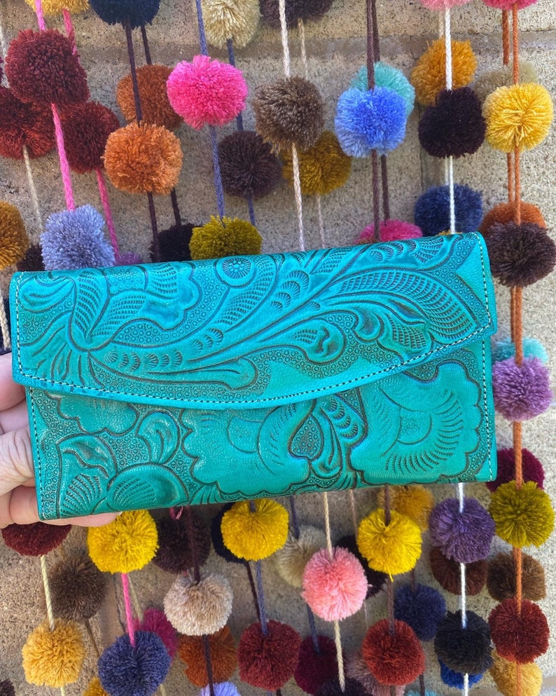 Mexican Women Wallet Handmade Genuine Trifold Leather Wallet - Etsy
