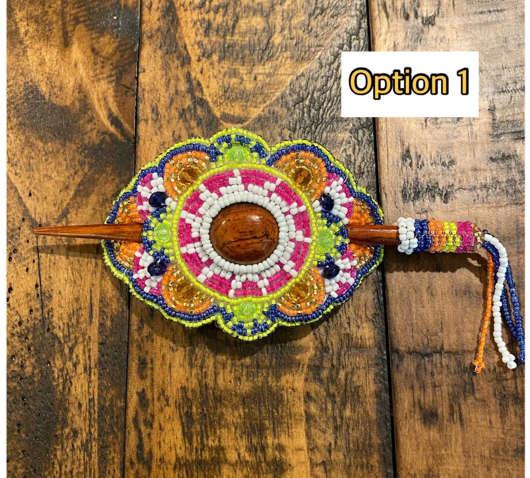 Colorful Hair Accessory, Beaded Hair Brooch, Huichol Art, Mexican Hair ...