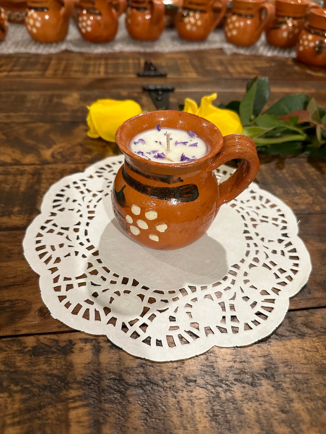 Candle in Mexican Artisan Mini Tacita, 100% Soy Artisan Candle ...