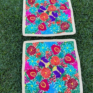 Mexican Embroidered Pair of Pillowcases, Flowers Mexican Colorful ...
